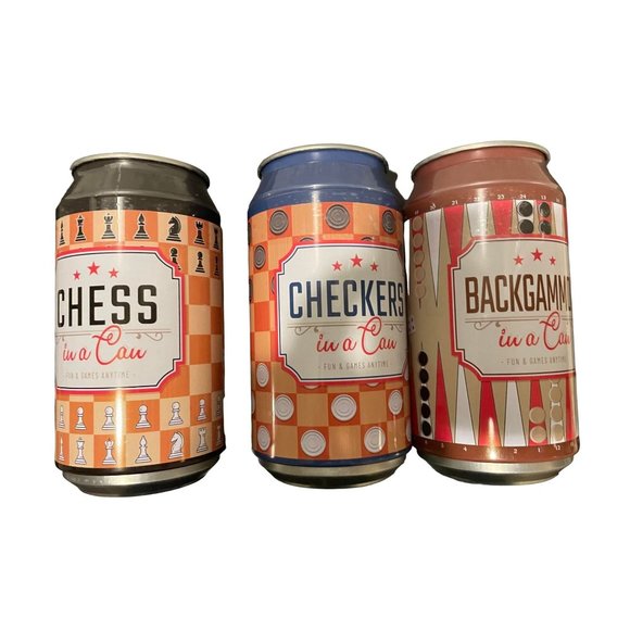 Games | Nwt Set Of 3 Games In A Can Chess Checkers Backgammon | Poshmark